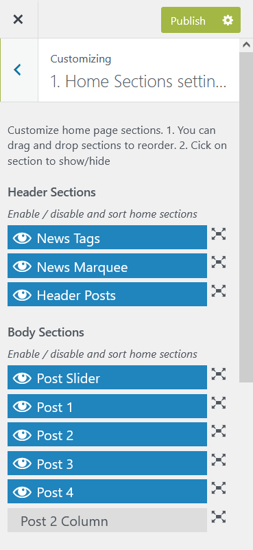 Add remove Home Page Sections WordPress Tutorials